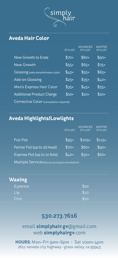Services | Simply Hair Aveda Salon